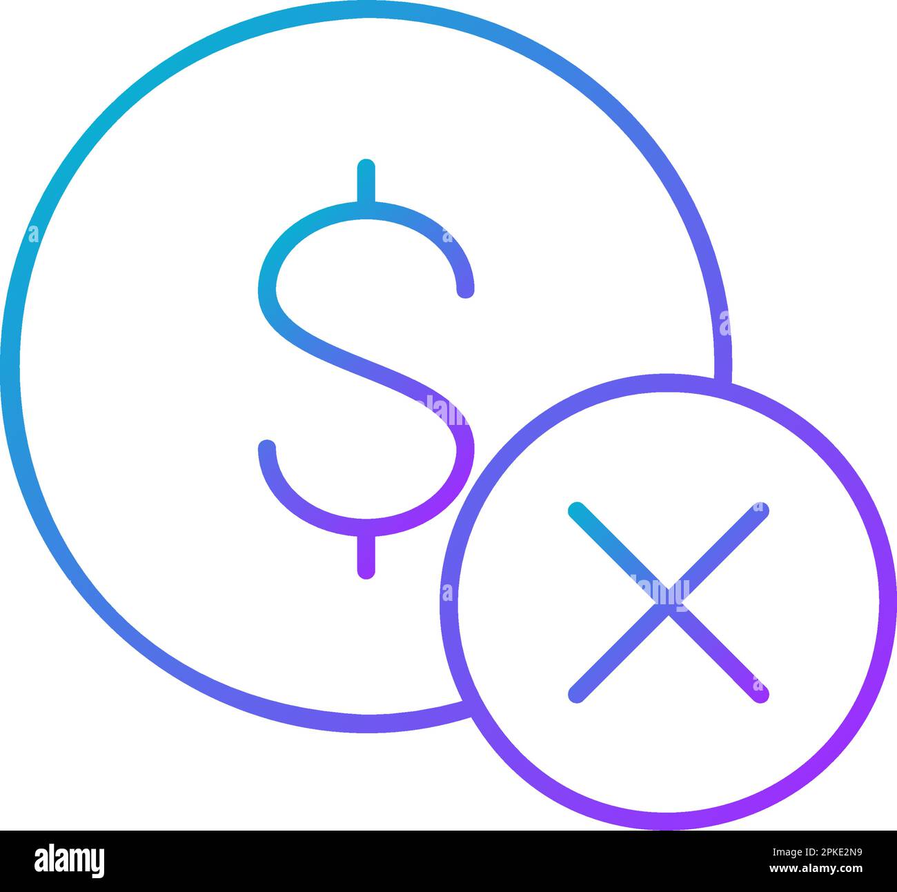 Coin with cross marks, rejected, incorrect gradient lineal icon ...