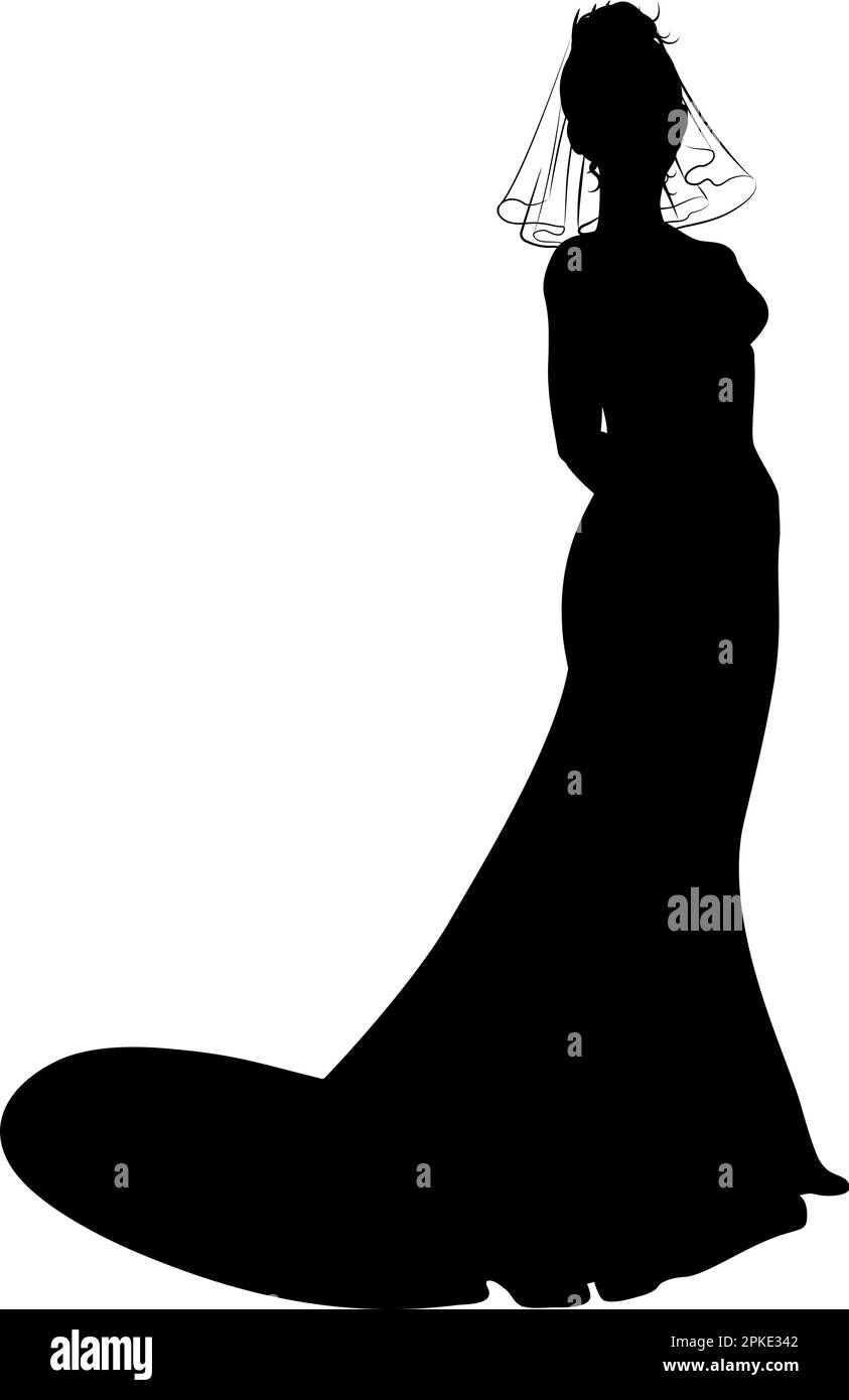 Bride Bridal Wedding Dress Silhouette Woman Design Stock Vector Image ...