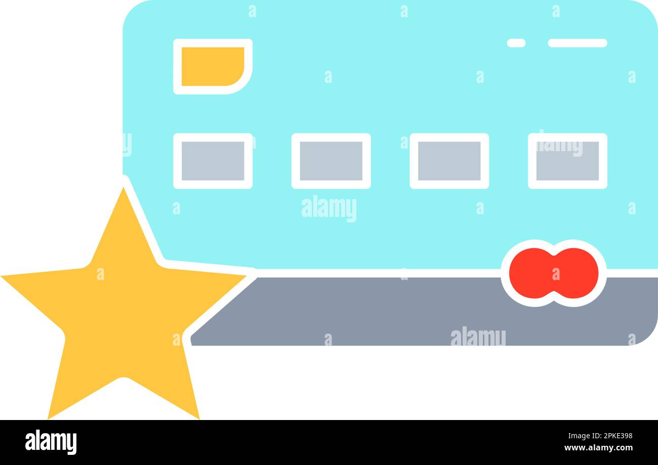 Credit card with star, star rating, feedback white outline icon ...