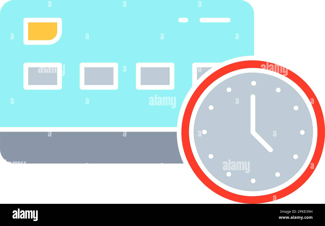 Credit card with clock, money payment processing, time is money white ...