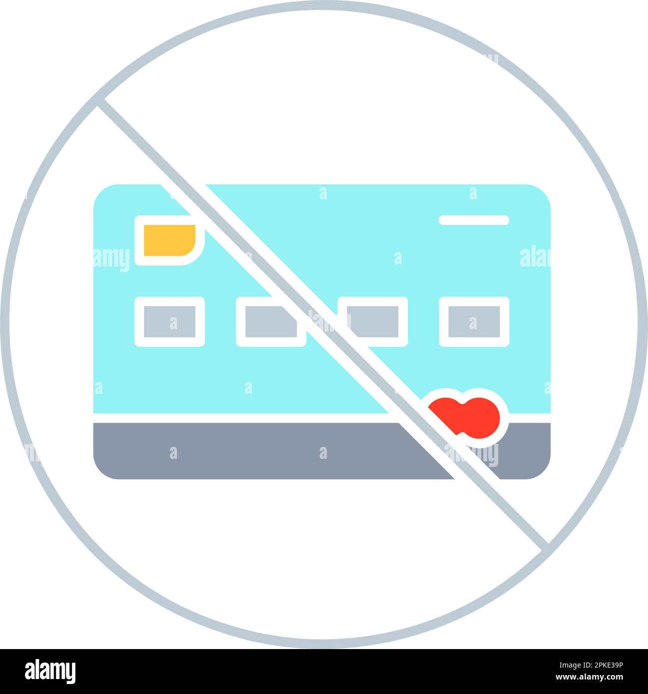 Credit card with prohibition sign, no credit card, payment rejection ...