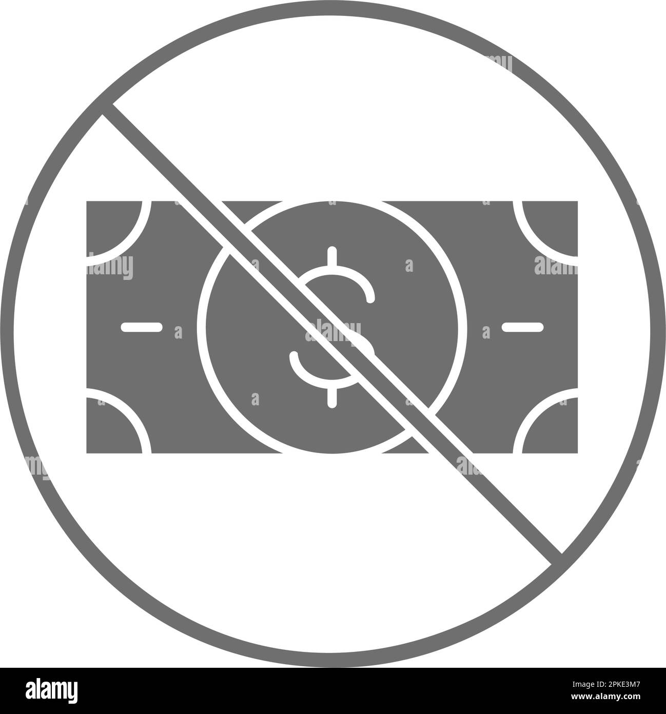 Money banknotes with prohibition sign, no money, credit rejection grey ...