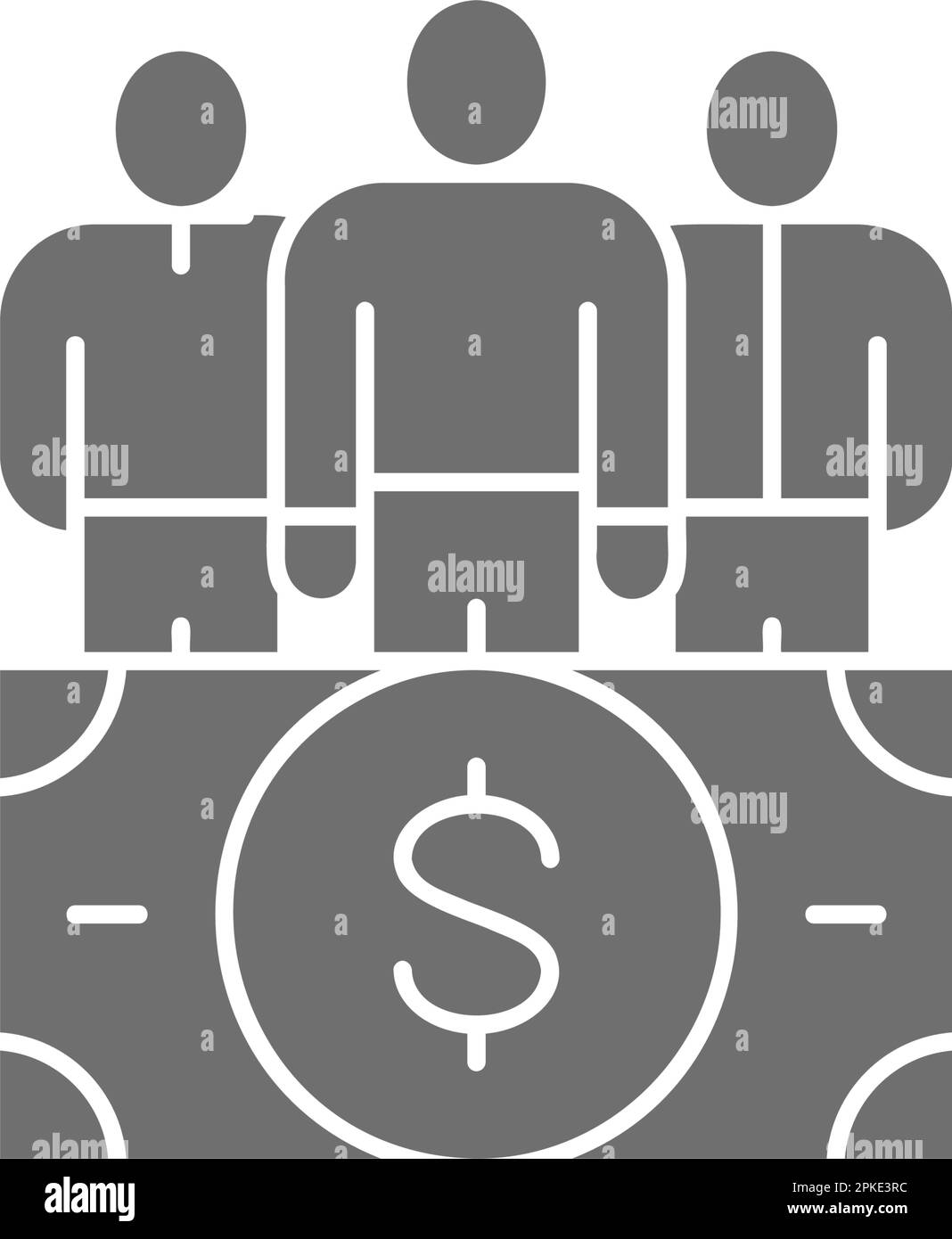 Dollar banknotes with team, business team grey fill icon. Cash payment ...