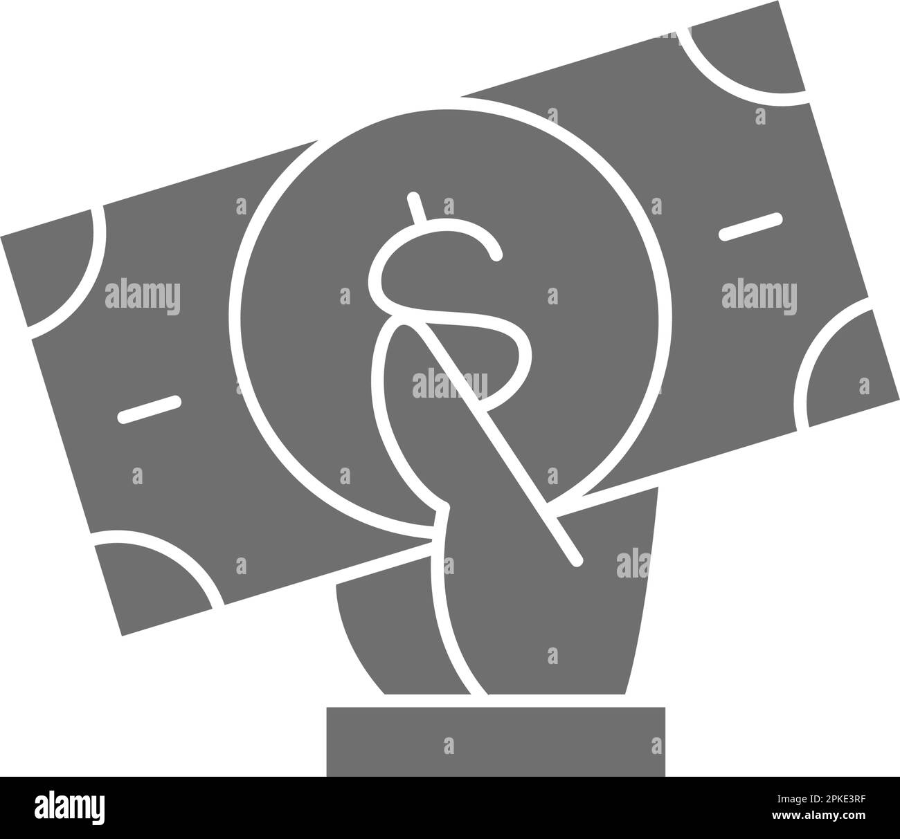 Hand holding dollar banknote, cash payment grey fill icon. Cash payment ...