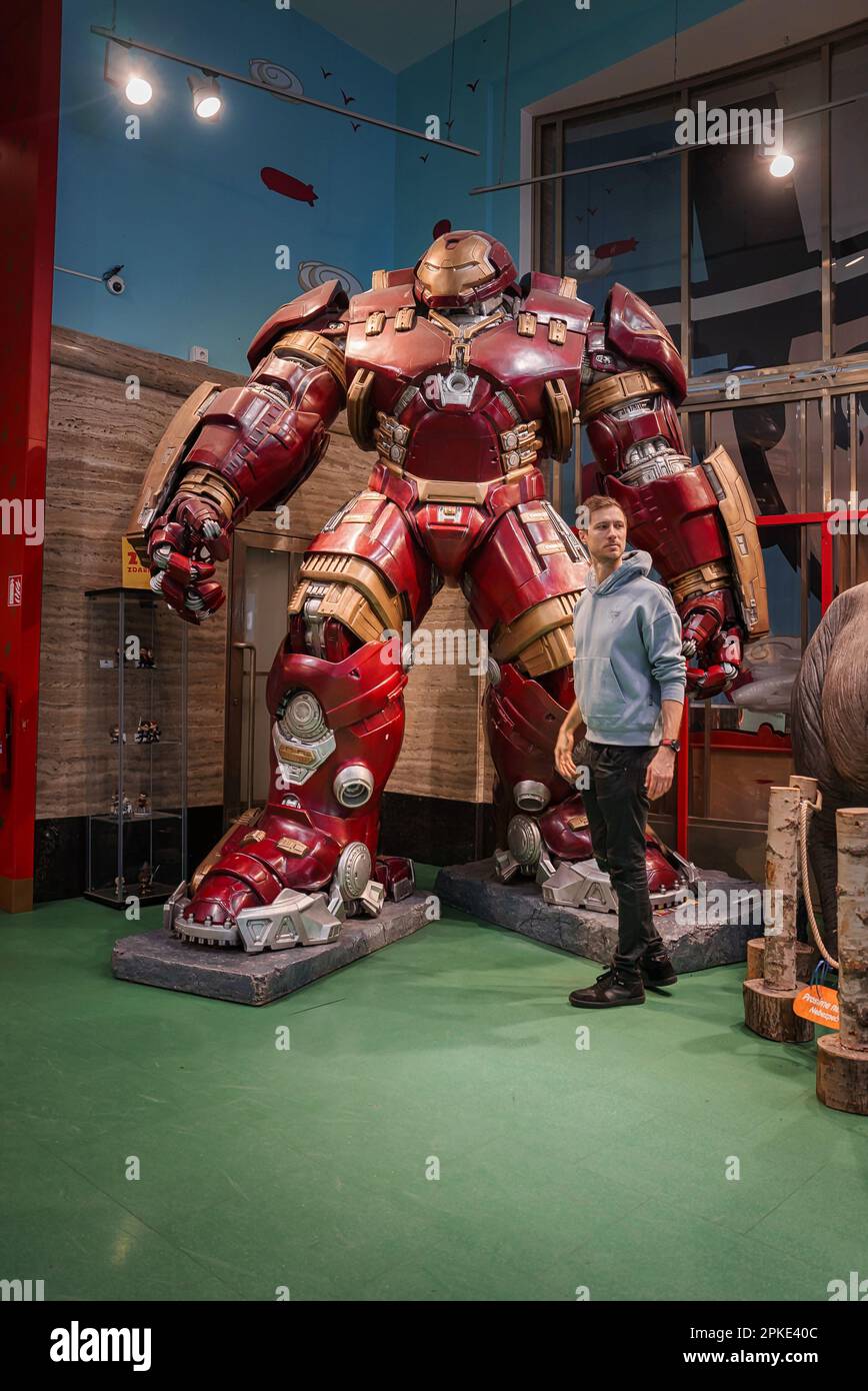 Hulk Buster Iron Man costume at The Madame Tussauds Stock Photo - Alamy