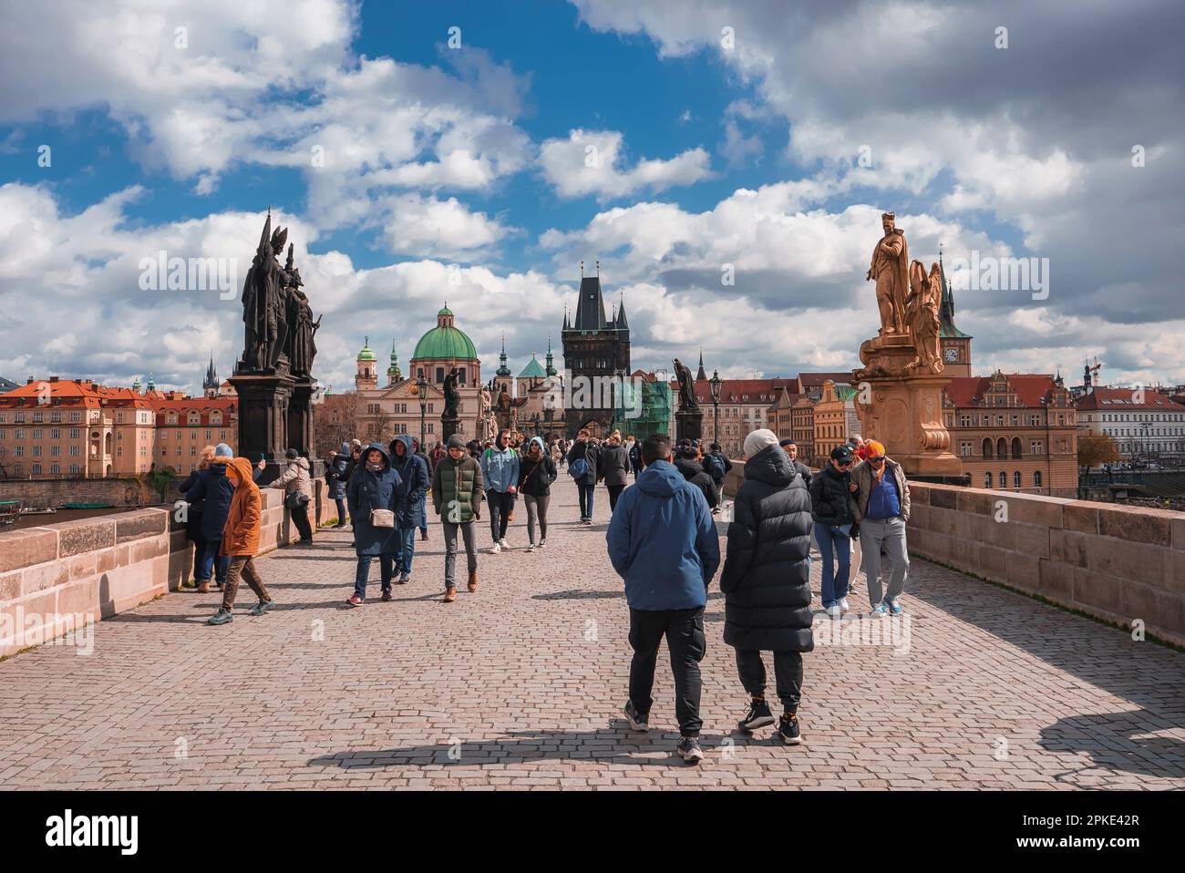 Prague, Czech Republic. Charles Bridge - Karluv Most, and Old Town Tower Stock Photo - Alamy