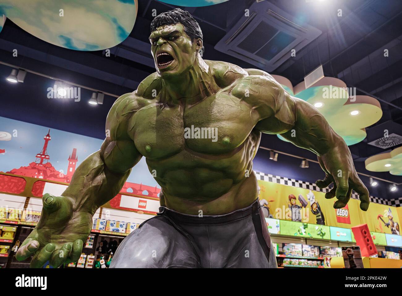 Superhero model statue of the incredible Hulk Stock Photo - Alamy