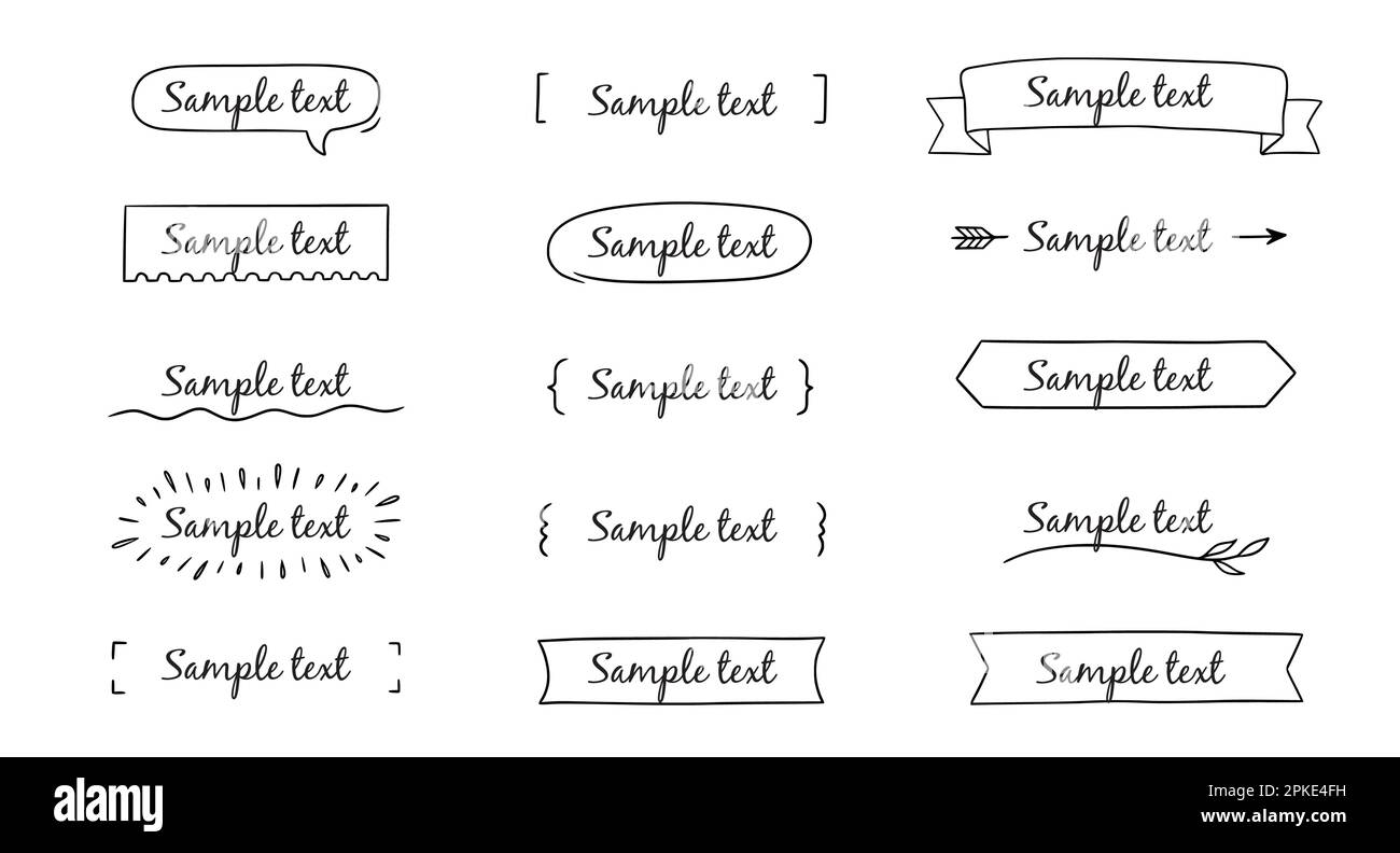 Text title frame handwriting ribbon, square, circle decoration element ...