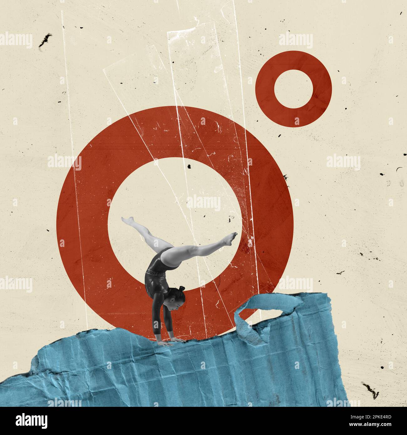 Young athletic girl, professional rhythmic gymnast, acrobat training ...