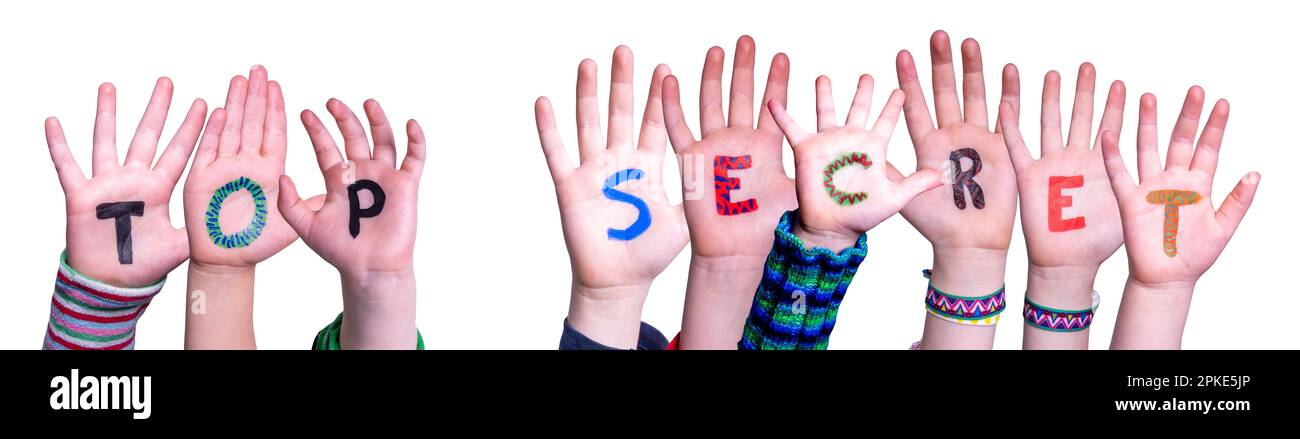 Children Hands Building Word Top Secret, Isolated Background Stock ...