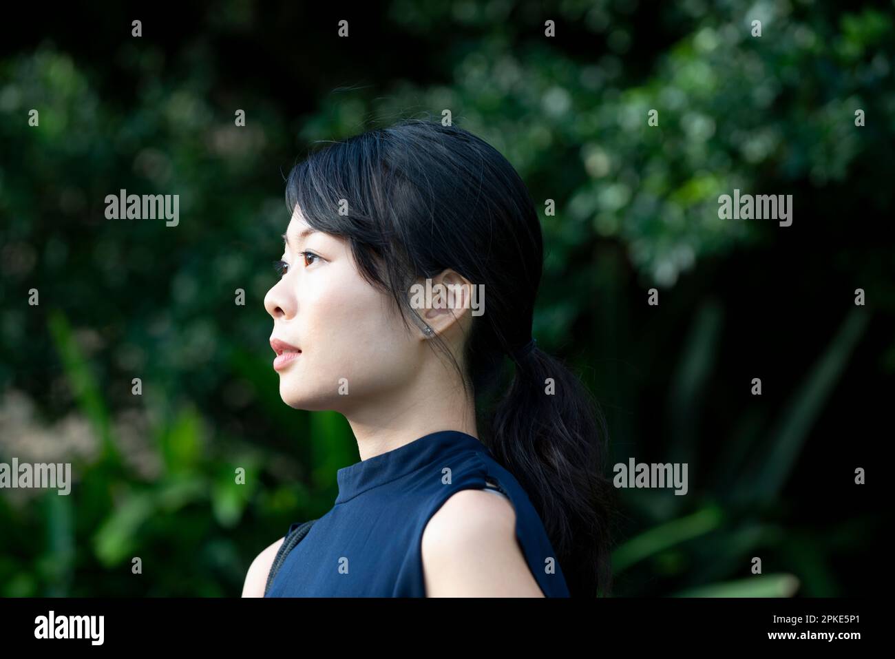 Asian beautiful woman looking far hi-res stock photography and images ...