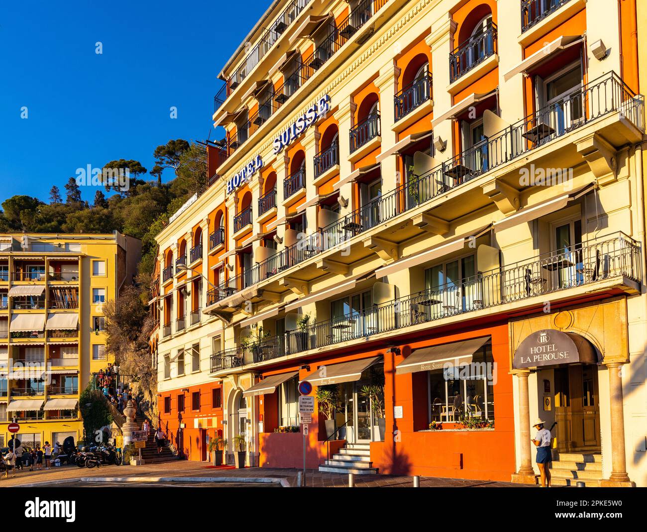 Nice, France - July 30, 2022: Sunset view of Colline du Chateau Castle ...