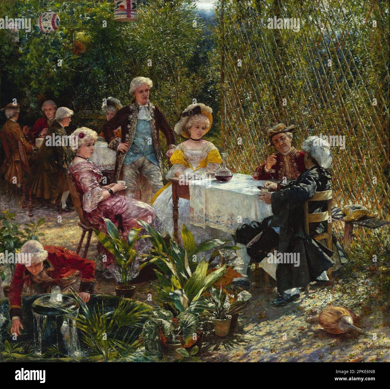 In the arbour 1882 by Aleksander Gierymski Stock Photo - Alamy