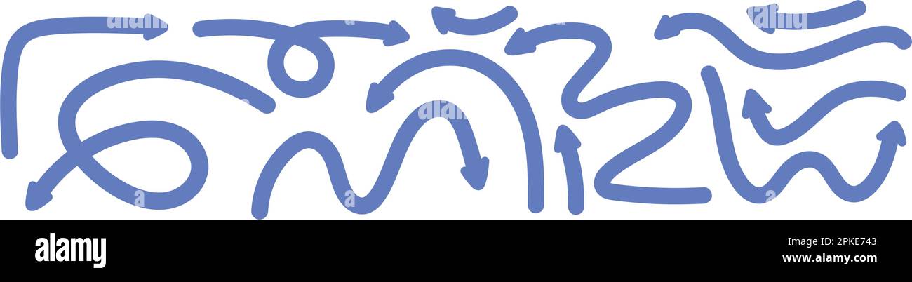 Doodle spiral arrows icon. Design quirky twist zigzag line, spring coil ...