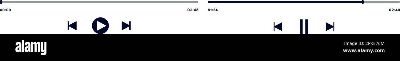Music or video play bar icon on transparent background. Audio player ...