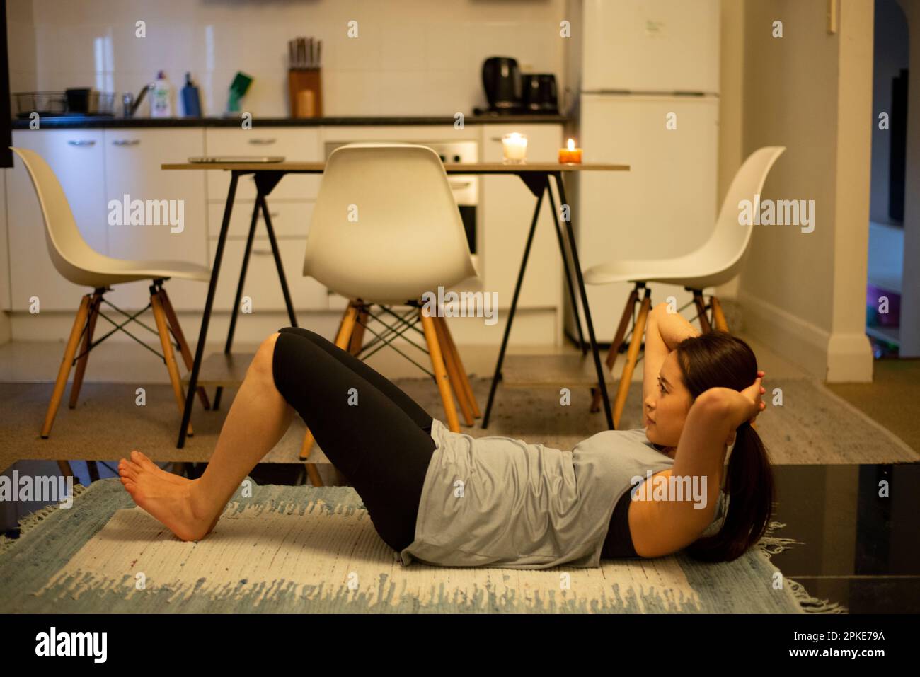 Asian doing workout at home hi-res stock photography and images - Alamy