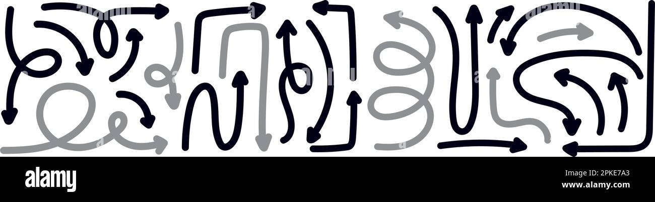 Doodle spiral arrows icon. Design quirky twist zigzag line, spring coil ...