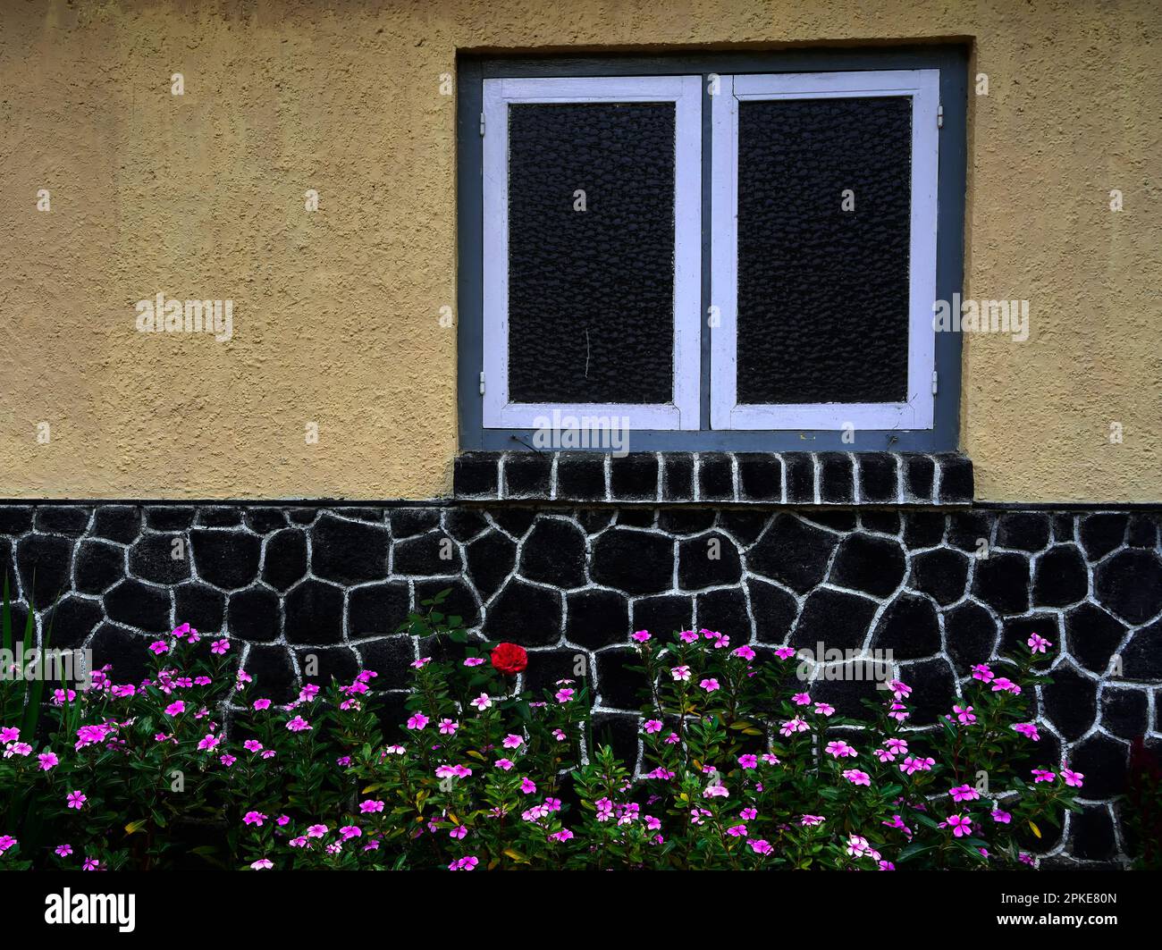 Window on the Dutch design house with beautiful flow ers below ...