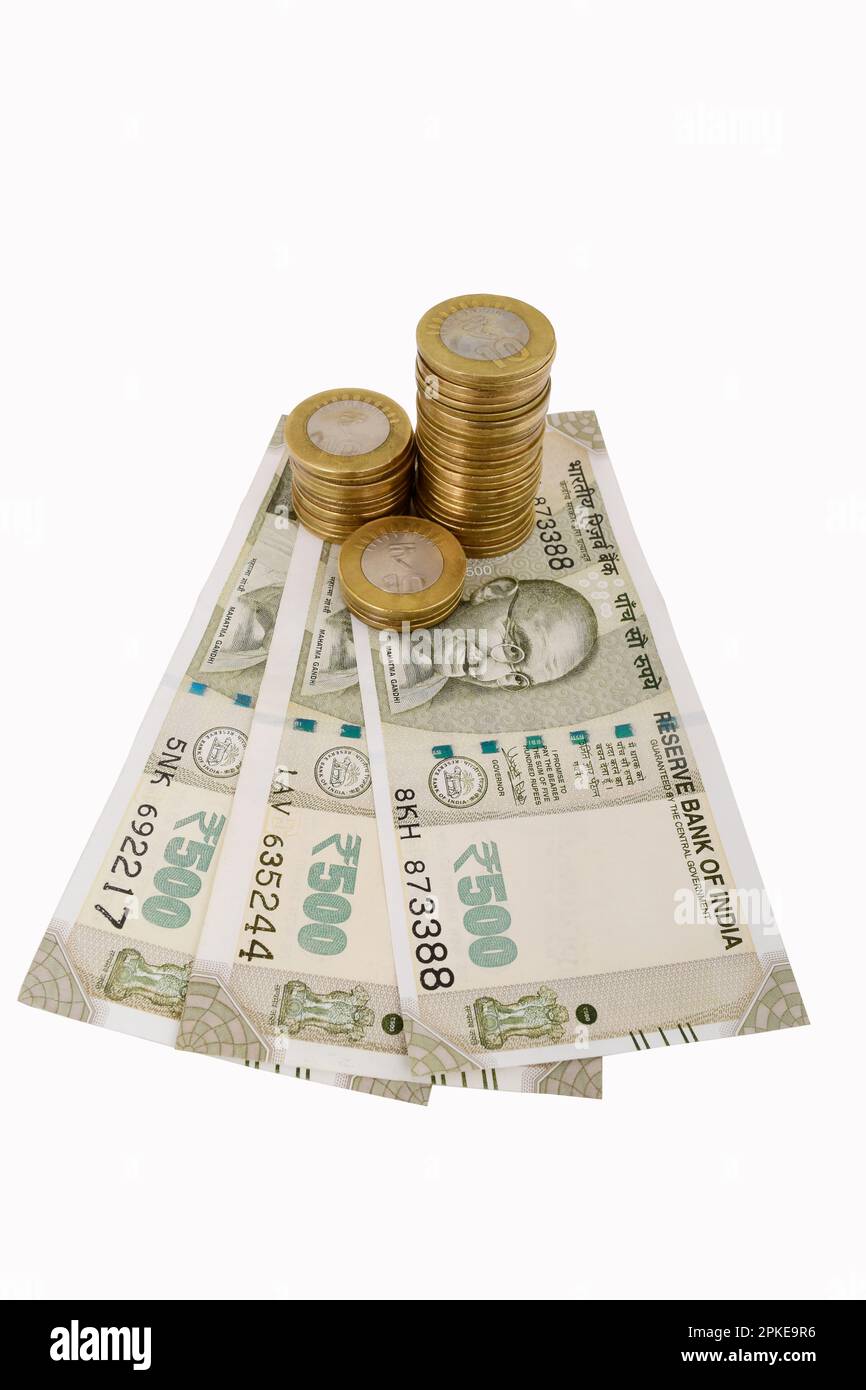 Closeup of indian currency banknote isolated on white background with ...