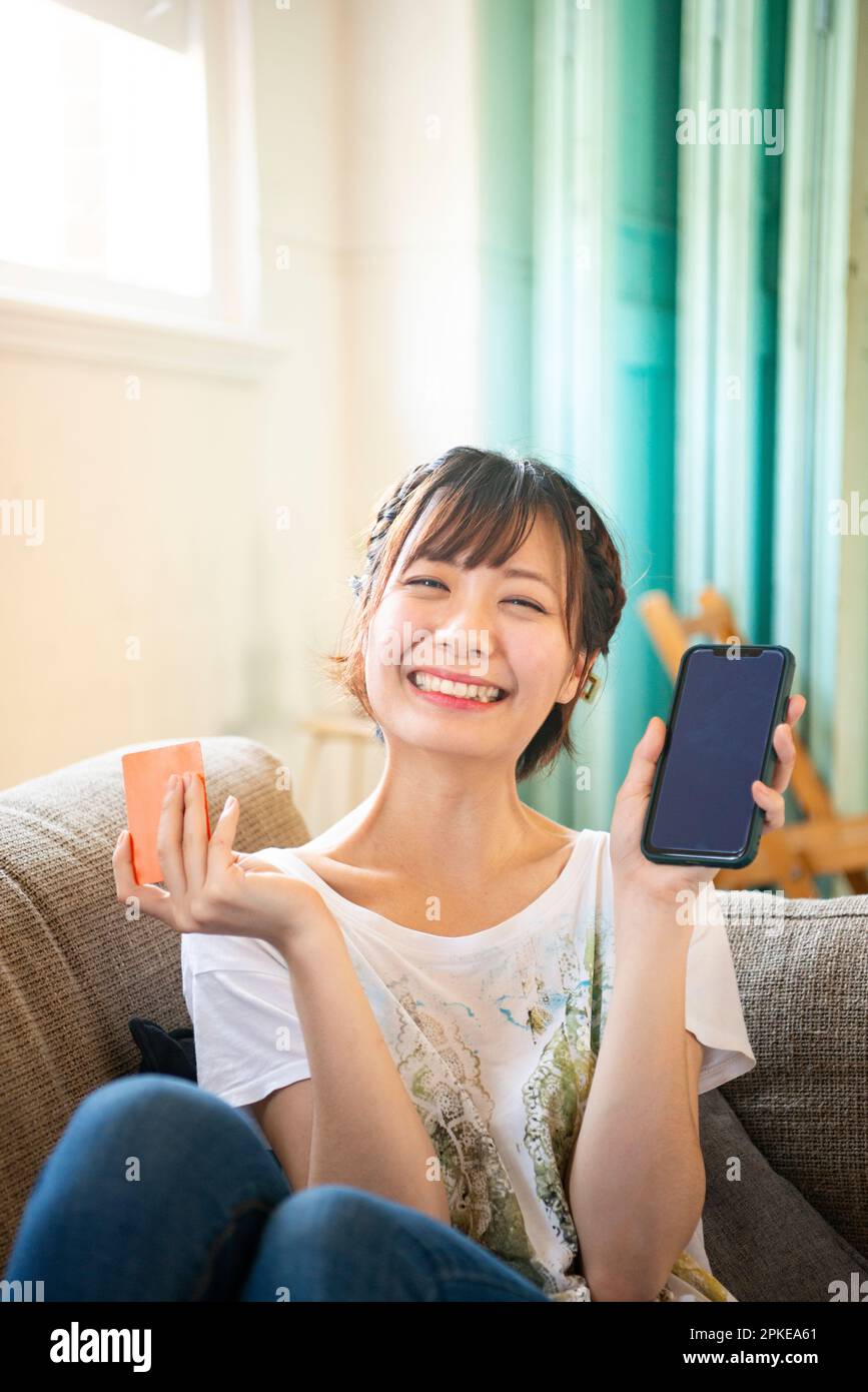 Asian woman smile card hi-res stock photography and images - Alamy