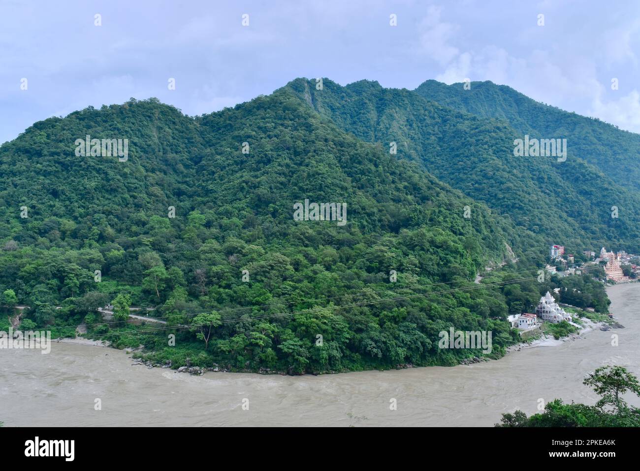 Rainy weather view of ganga river with mountain in uttarakhand Stock ...