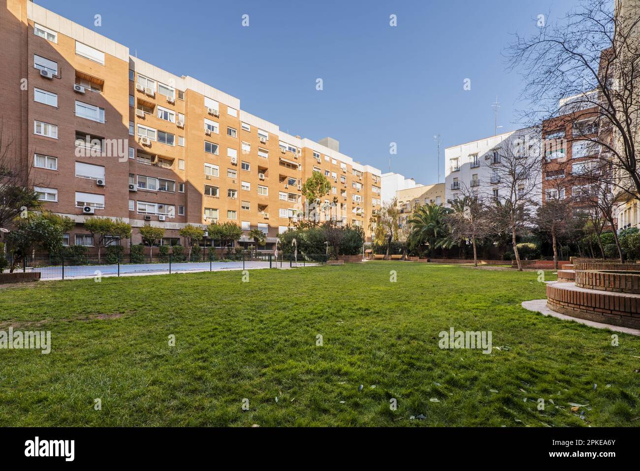 Interior common areas of a residential housing development with lots of ...