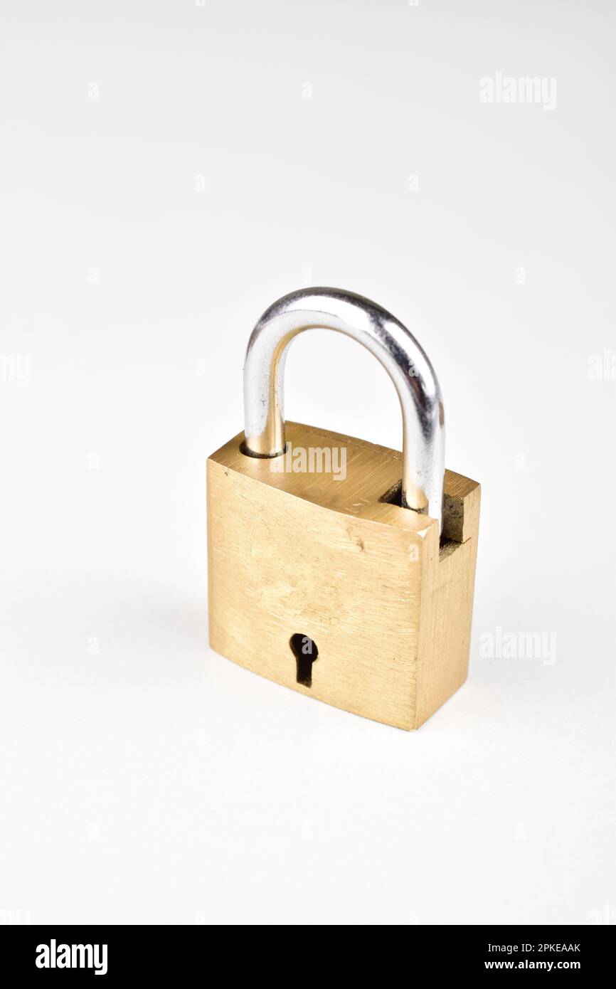Copper lock isolated on white background Stock Photo - Alamy