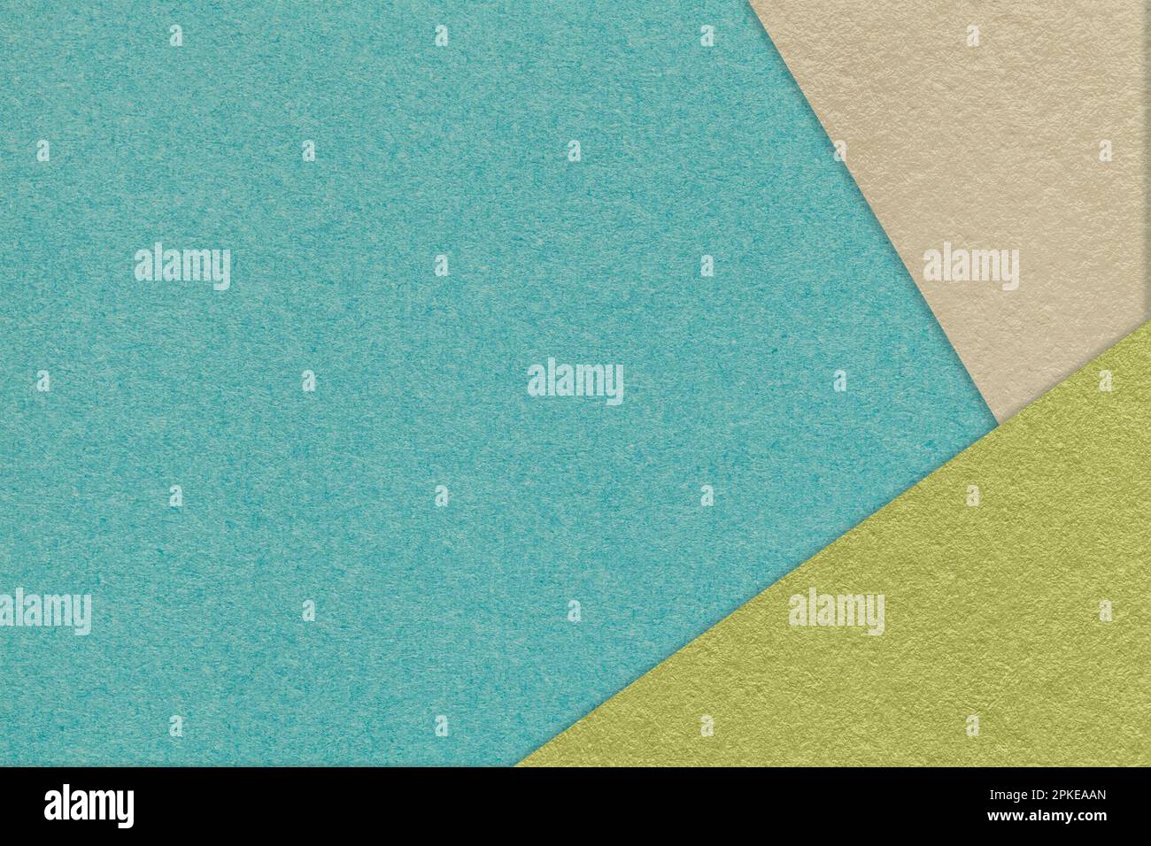 Texture of craft cyan color paper background with green and beige ...