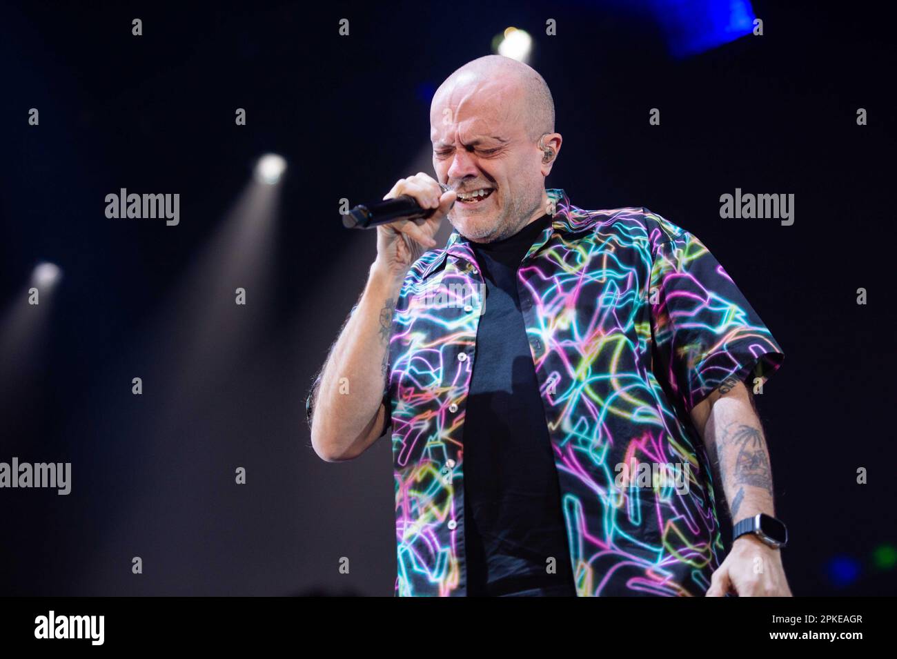 Palasele, Eboli, Italy, April 06, 2023, Max Pezzali during Max Pezzali ...