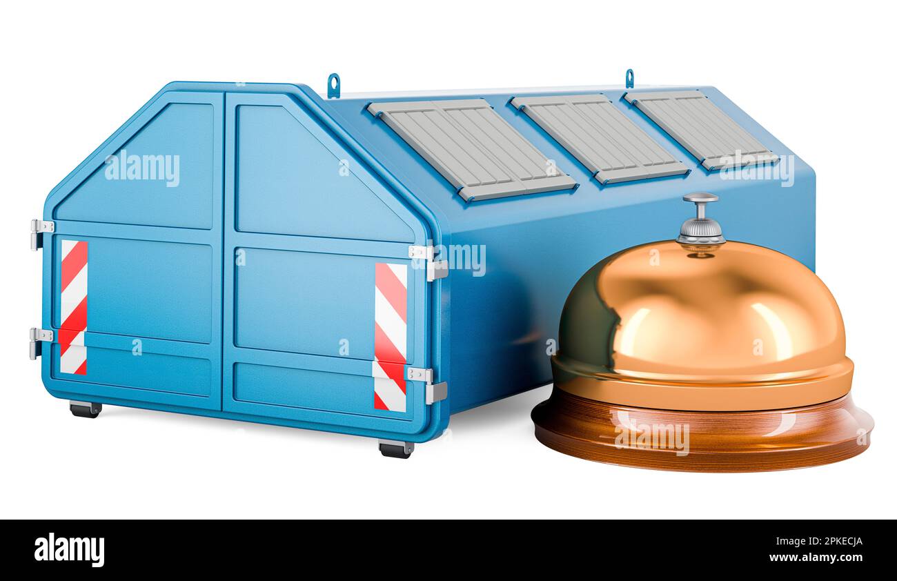 Industrial waste skip with reception bell, 3D rendering isolated on ...
