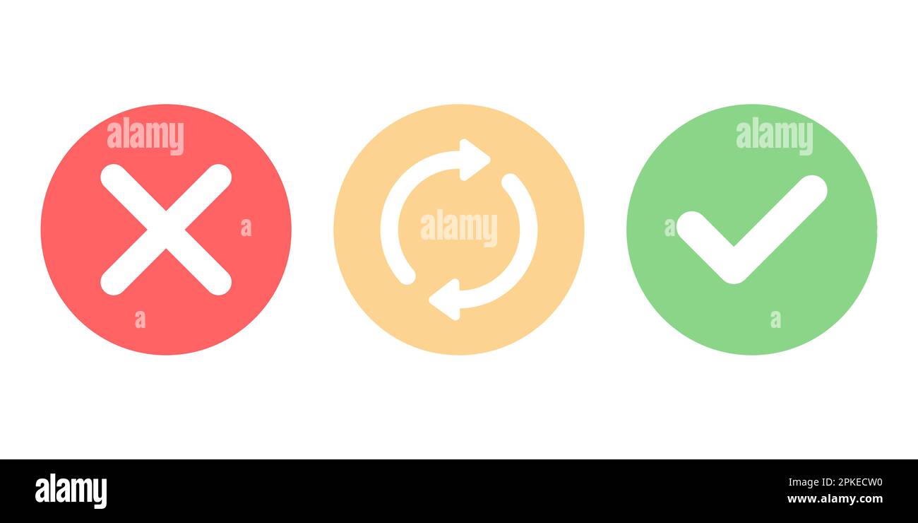 Check mark refresh and cancel icons set Stock Vector Image & Art - Alamy