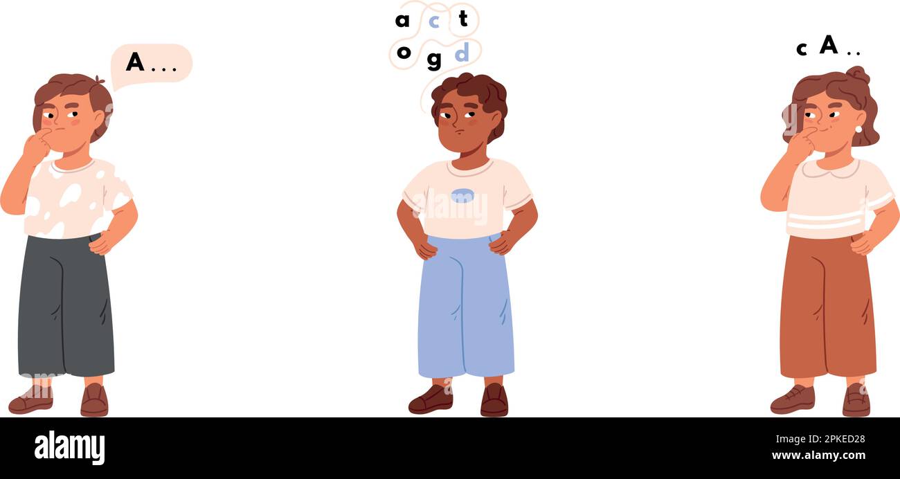 Kid dyslexia. Child with problem dyscalculia. School learning problem ...