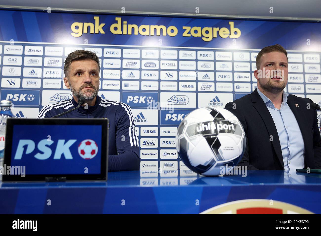 New head coach of Dinamo Zagreb Igor Biscan speaks on a press conference at Maksimir Stadium, in ...