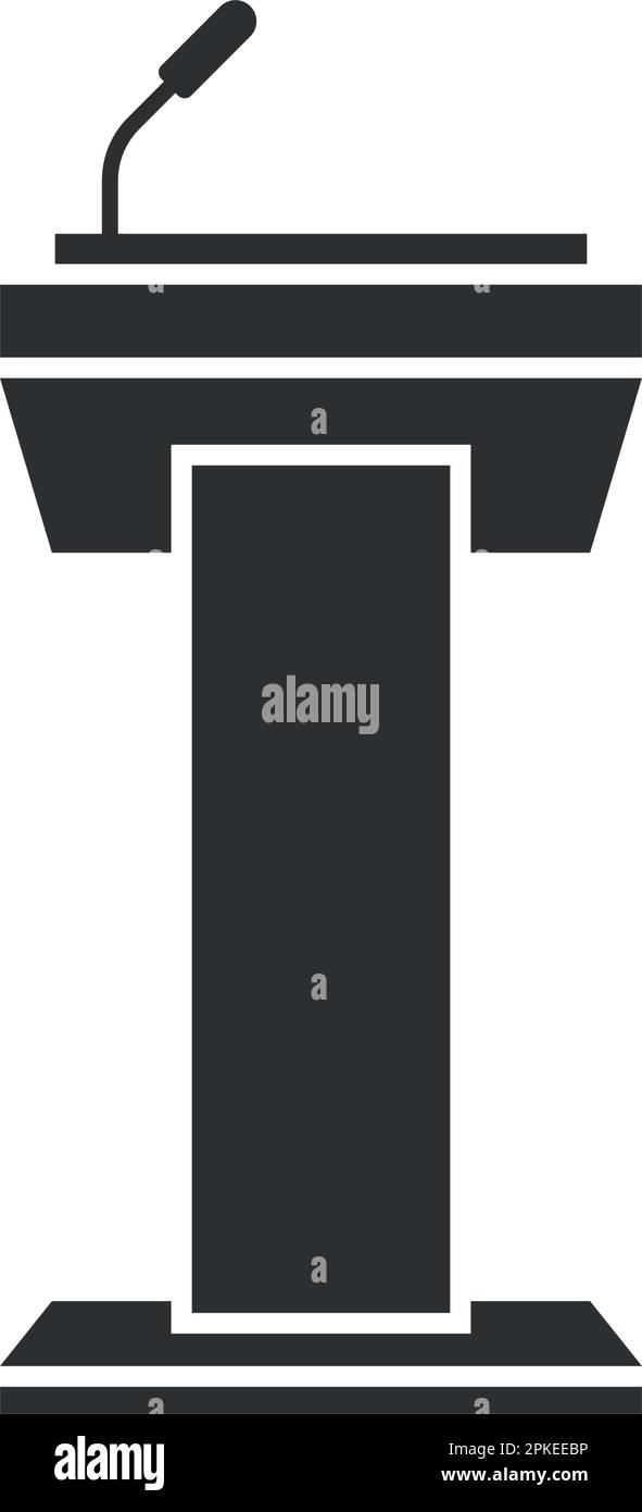 Speaker icon in flat style. Conference podium vector illustration on ...