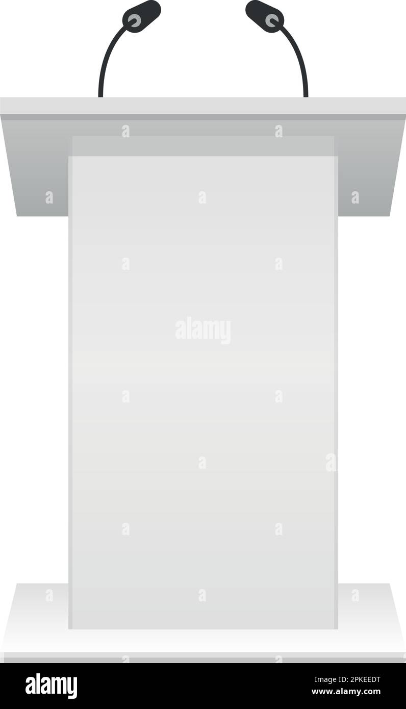 Speaker icon in flat style. Conference podium vector illustration on ...