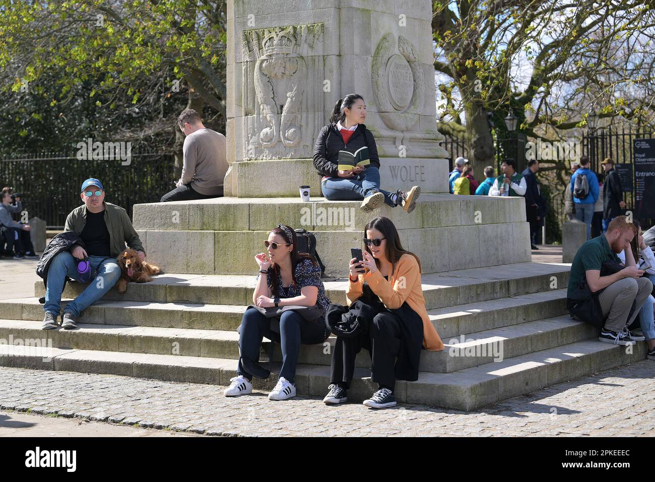 London, UK. 7th Apr, 2023. Visitors to Greenwich Park in South East ...