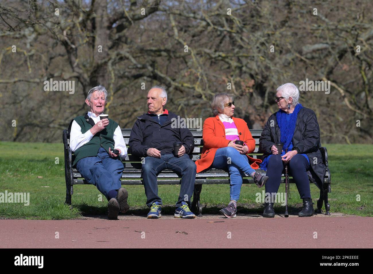 London, UK. 7th Apr, 2023. Visitors to Greenwich Park in South East ...