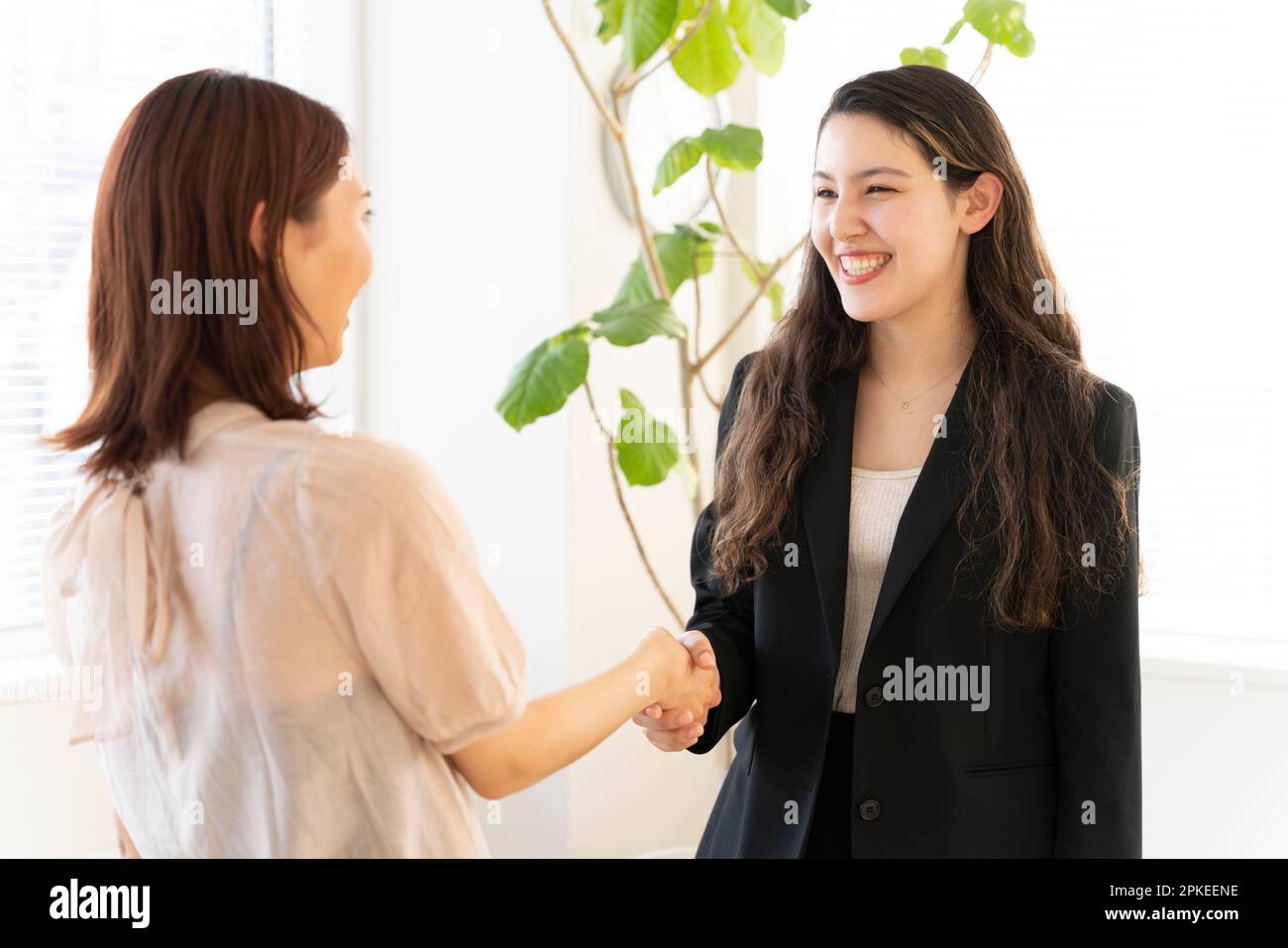 Two women shaking hands Stock Photo - Alamy