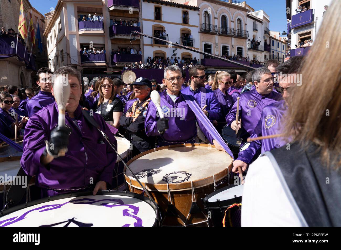 Music band in the Rompida de la Hora de Calanda, April 7, 2023, in ...