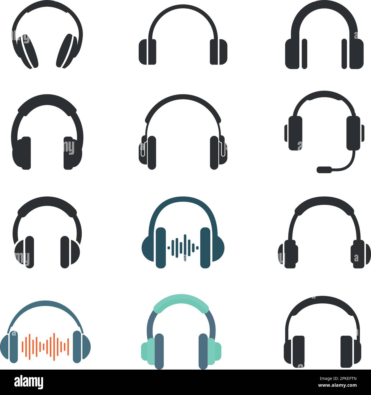 Headphone icons set in flat style. Earphone vector illustration on ...