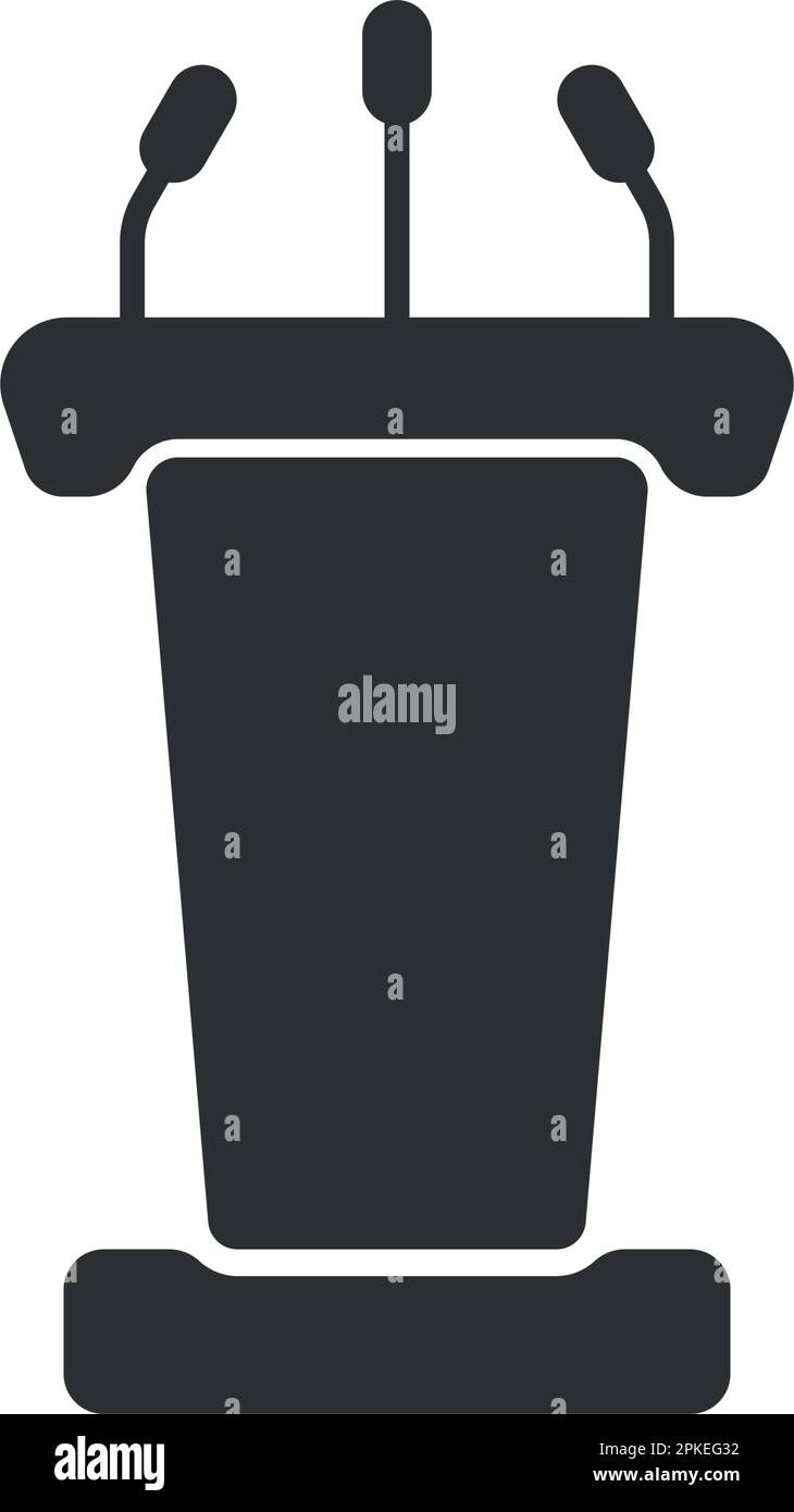 Speaker icon in flat style. Conference podium vector illustration on ...