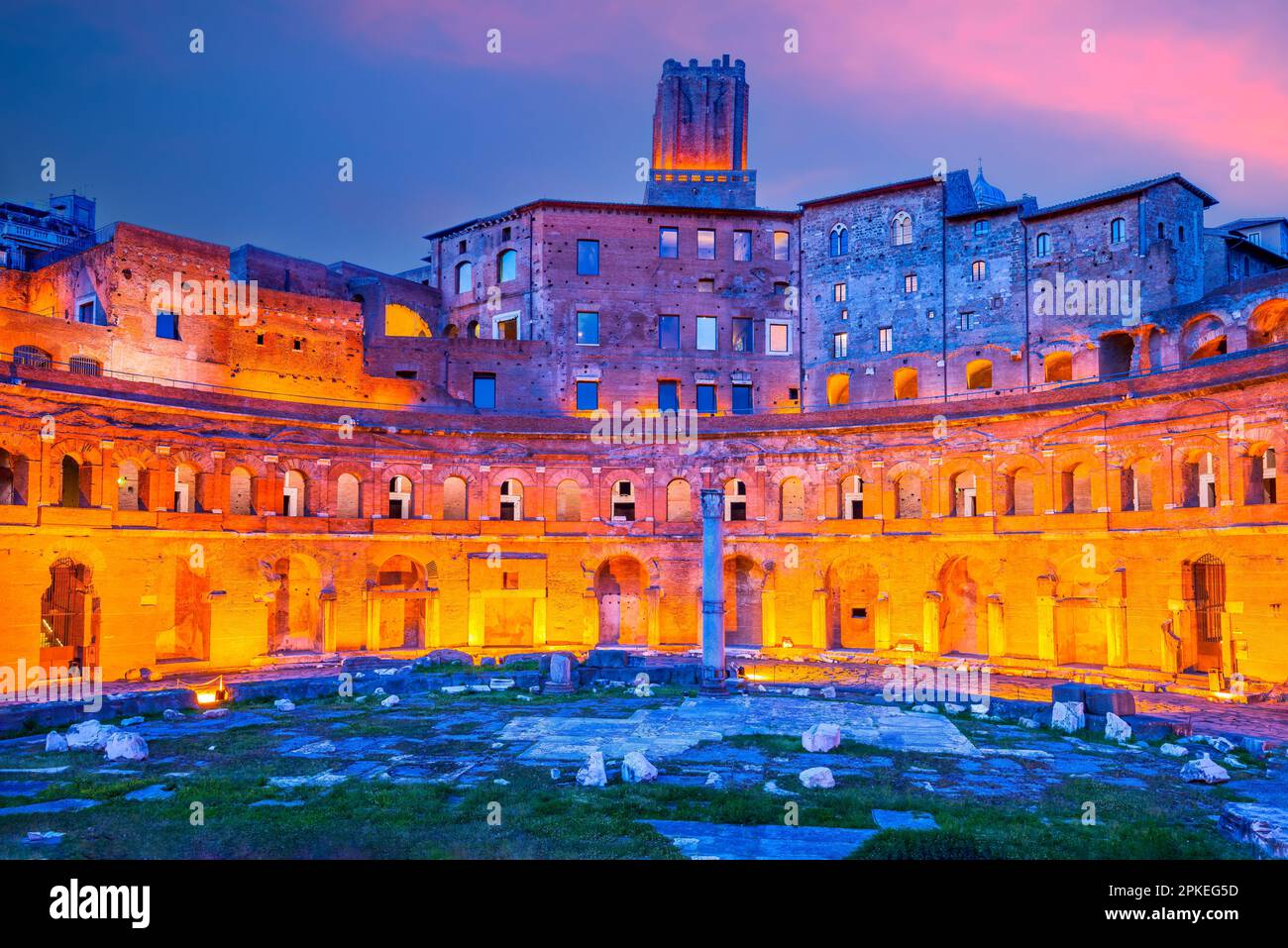 Rome, Italy. Stunning blue hour shot of the beautifully illuminated ...