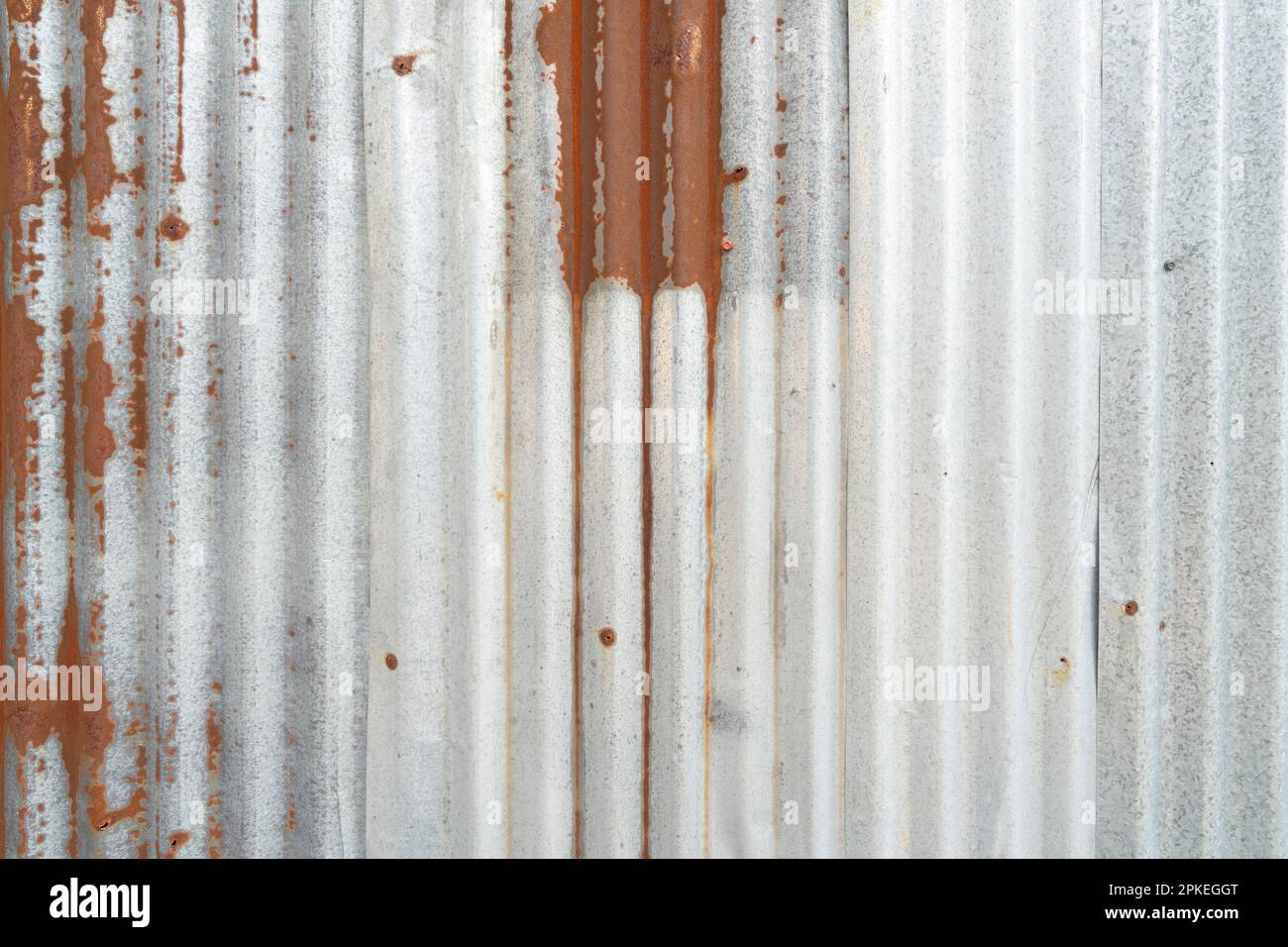 Rusty zinc sheet texture and background, Reddish brown stain on ...