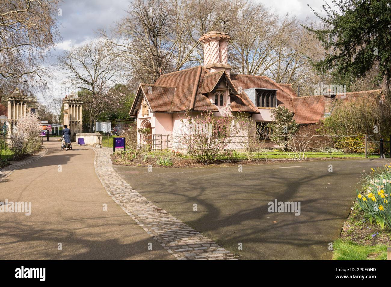 The Gothic Lodge at the entrance to Fulham Palace - the historic house ...