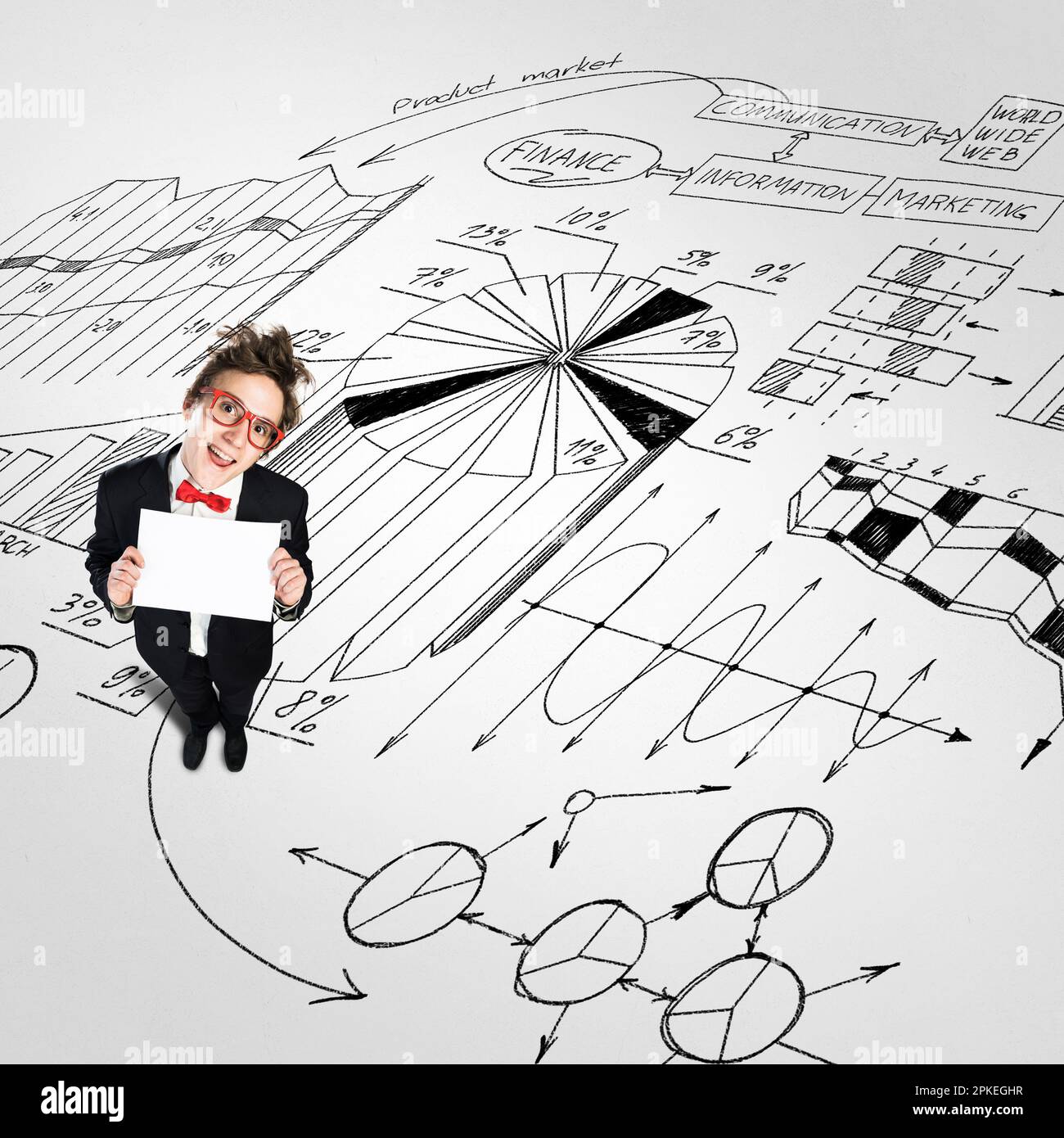Comic man with banner Stock Photo - Alamy