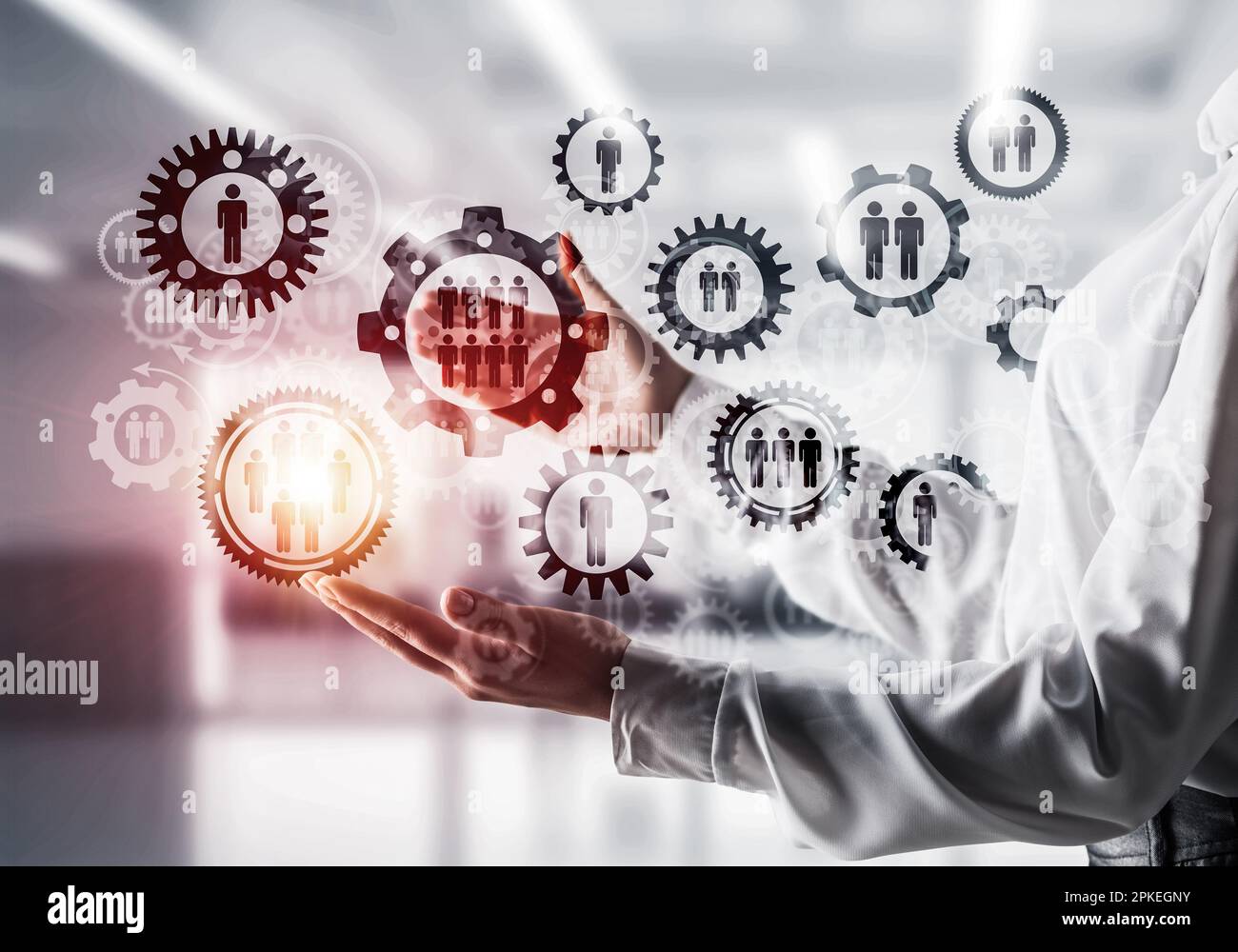 Cogwheels and gears mechanism as social communication concept Stock ...