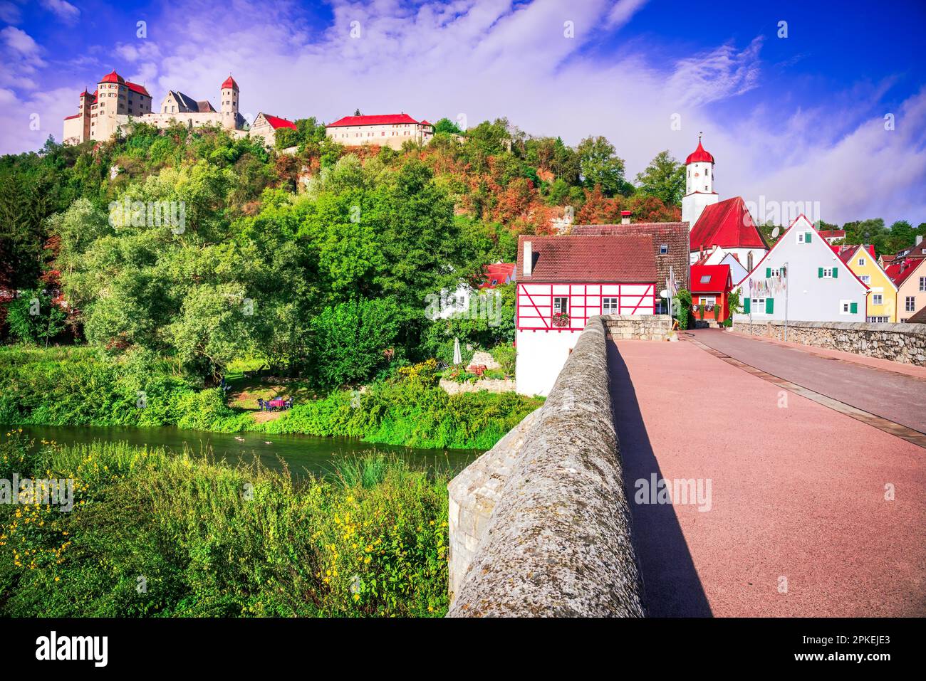 Harburg, Germany. Charming town in Bavaria with picturesque streets ...