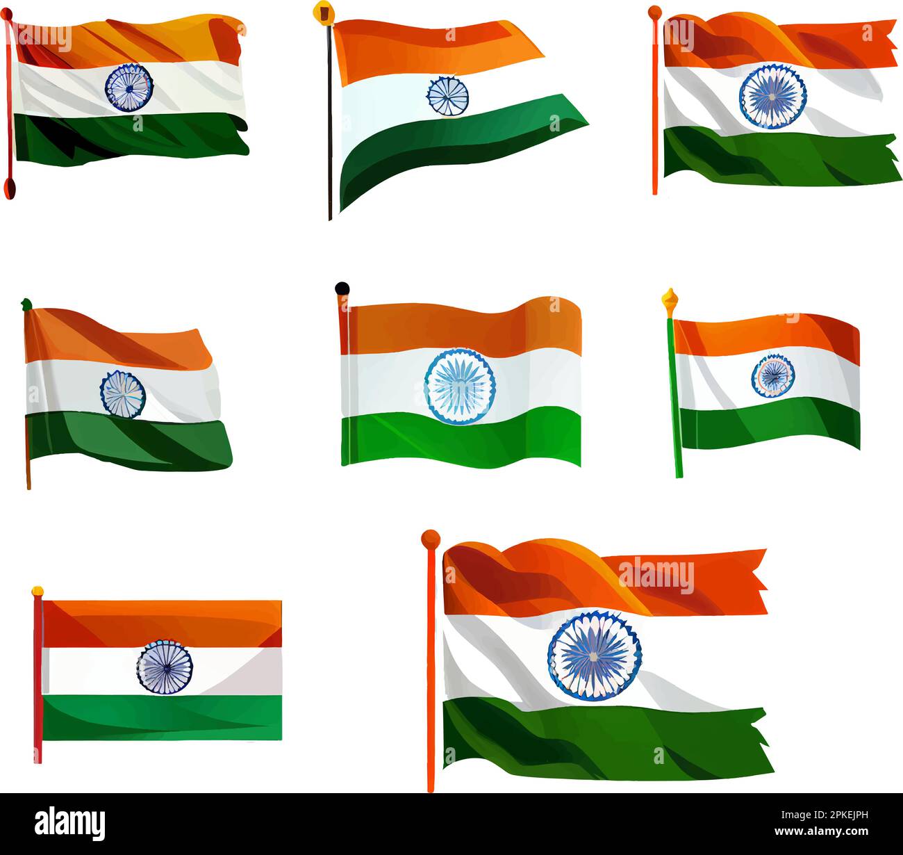 set vector illustration of indian flag isolate on white background ...
