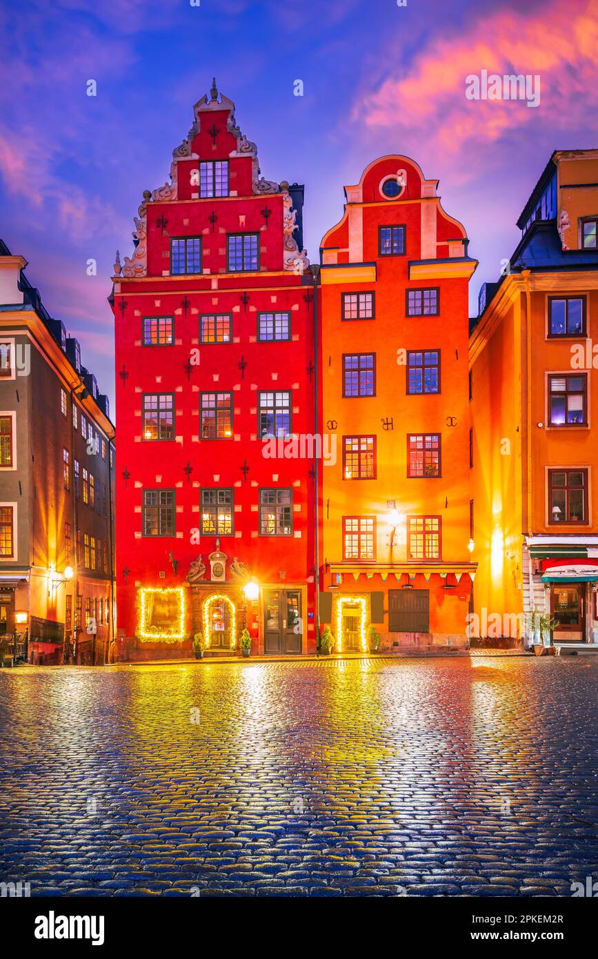 Stockholm, Sweden. Charming Stortorget Square in Gamla Stan shrouded in ...
