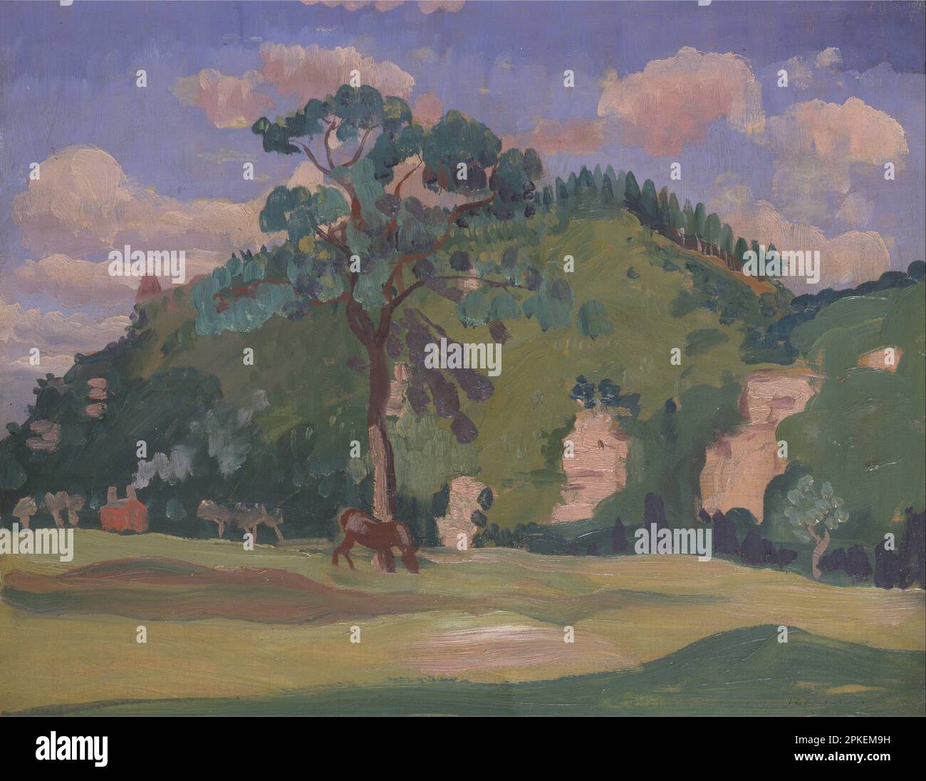 Landscape with a Grazing Horse circa 1912 by James Dickson Innes Stock ...